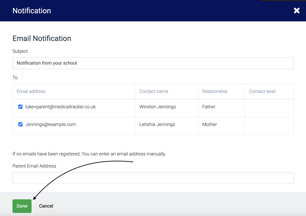 Emailing Parents and Carers