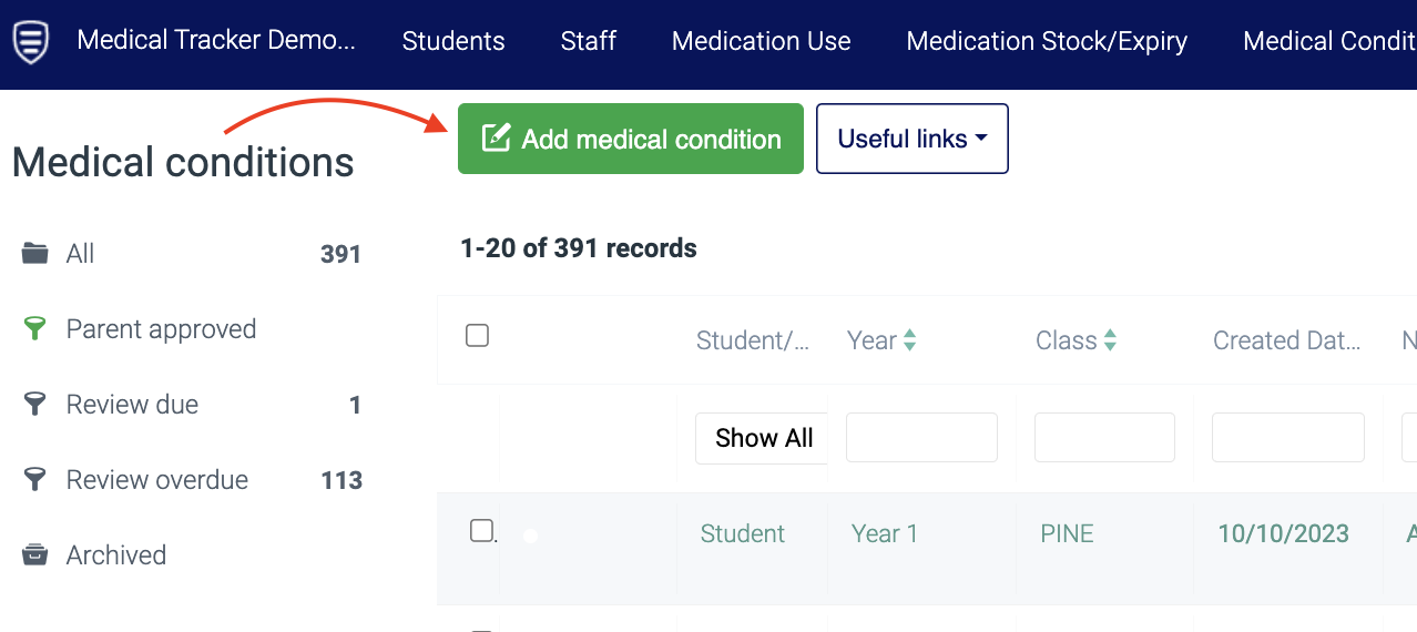 How to add a medical condition and a care plan