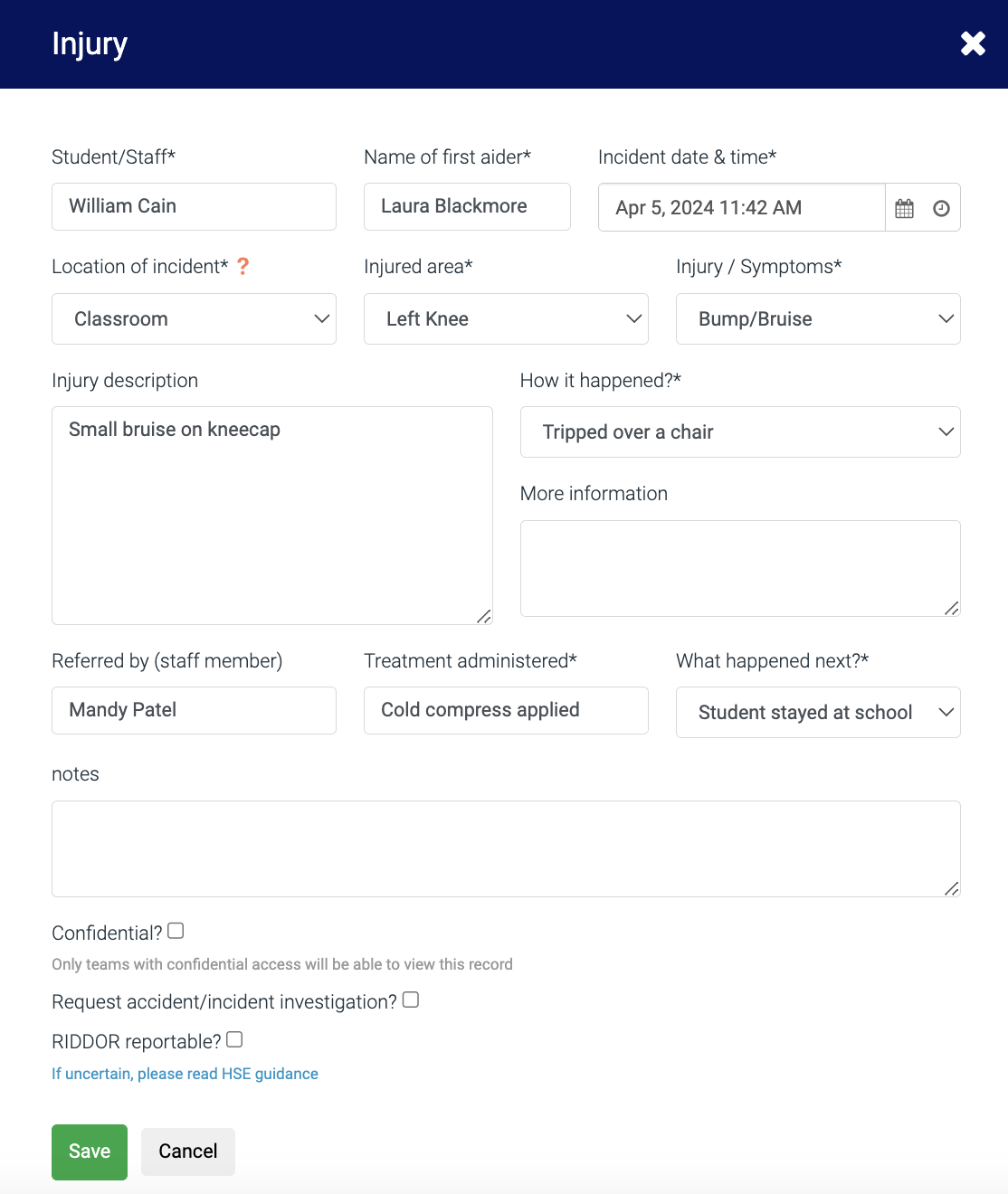 How to add a new incident