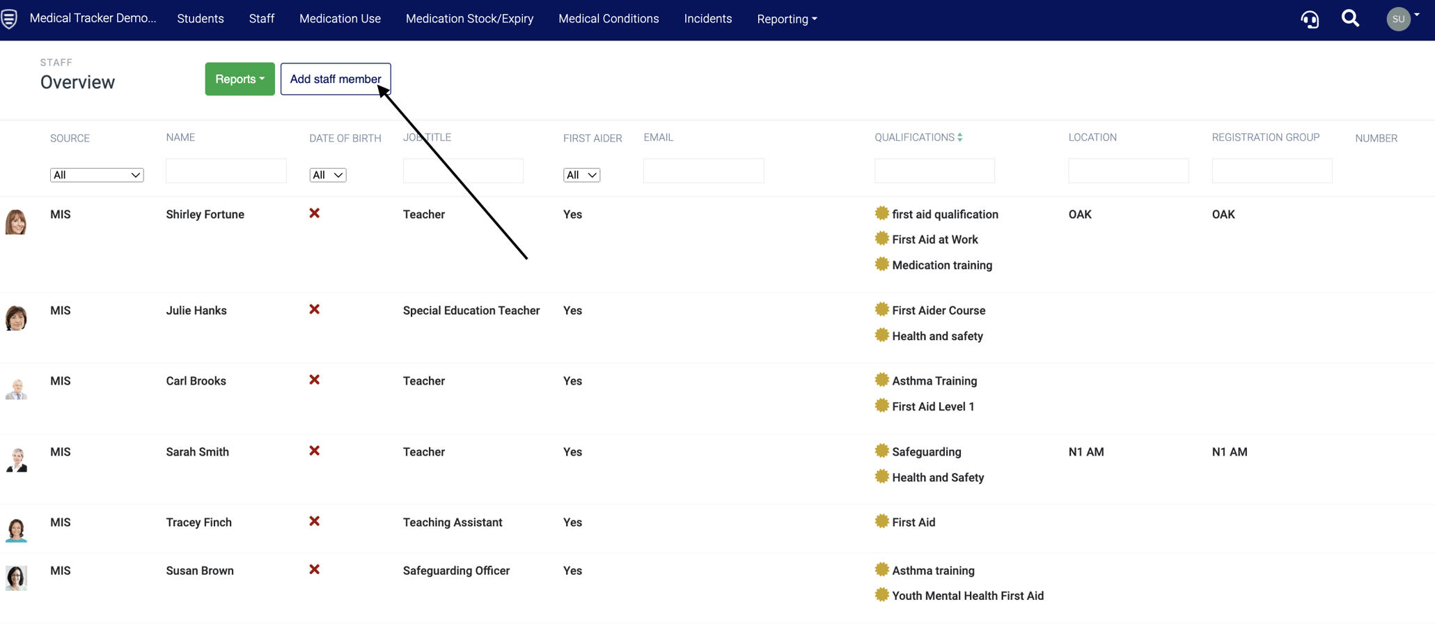 How to add a staff member manually