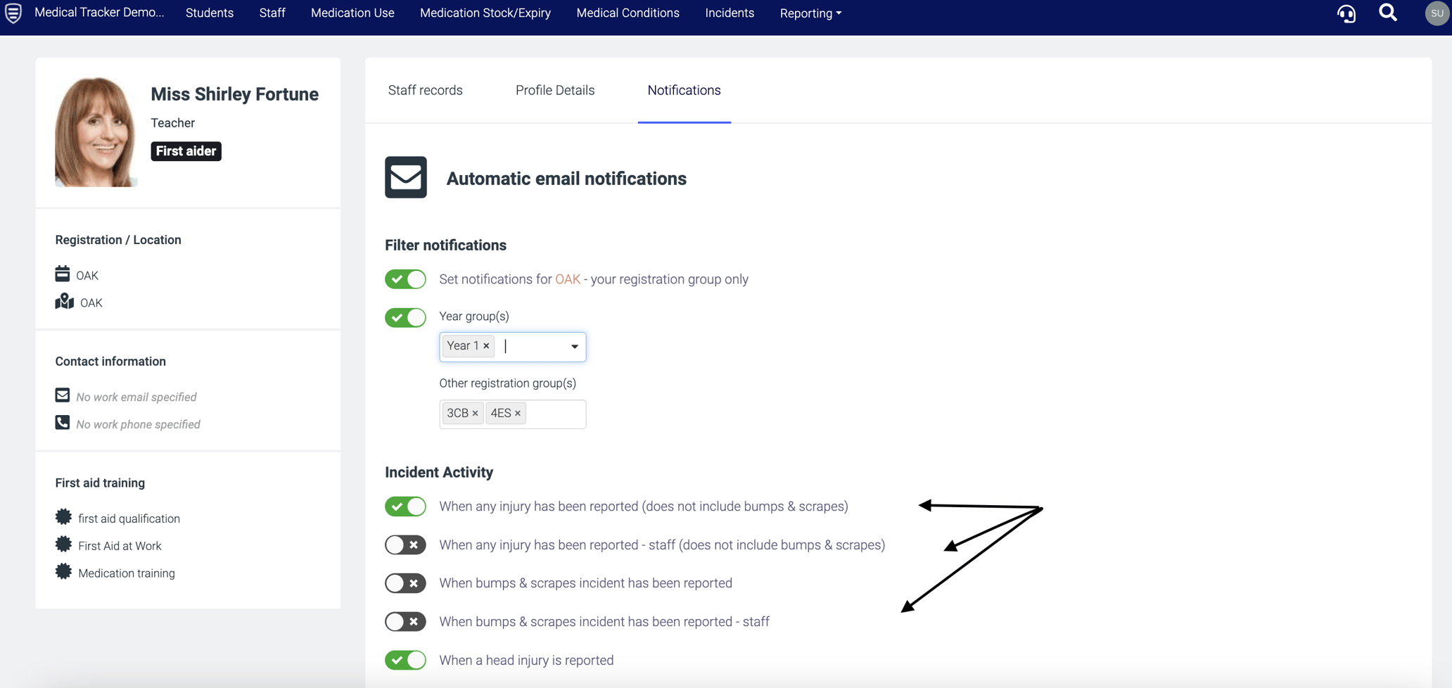 How to set automatic staff notifications