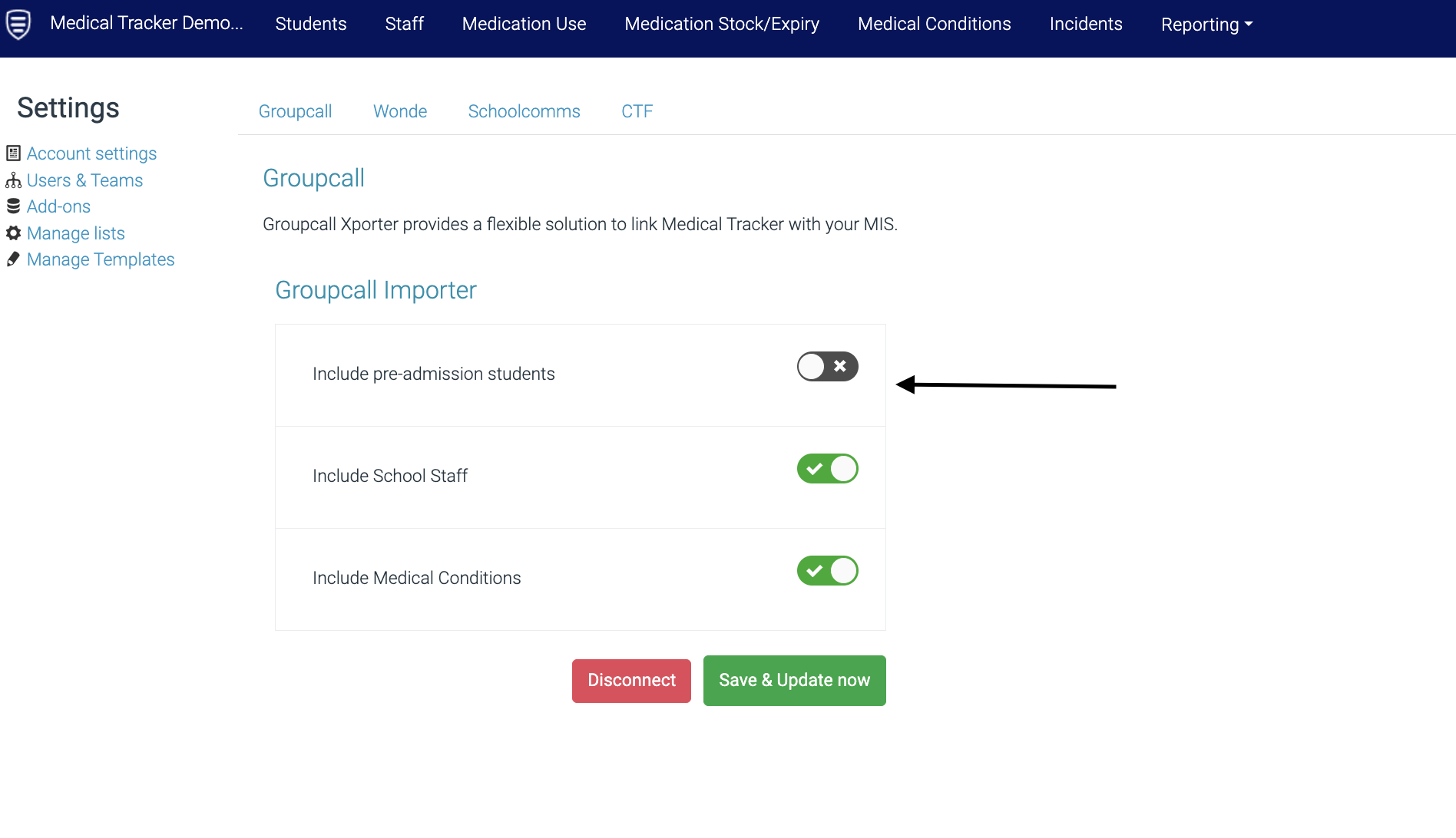 Importing pre-admission students