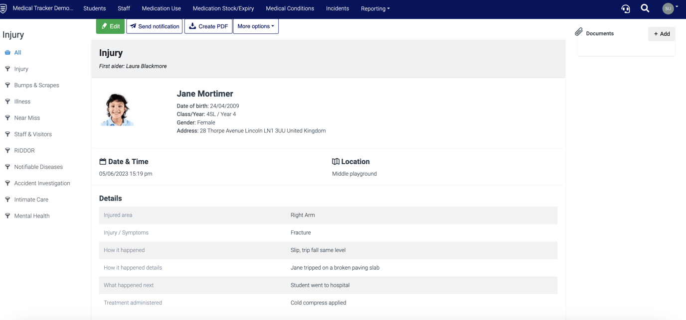 How can I use the RIDDOR reporting feature?
