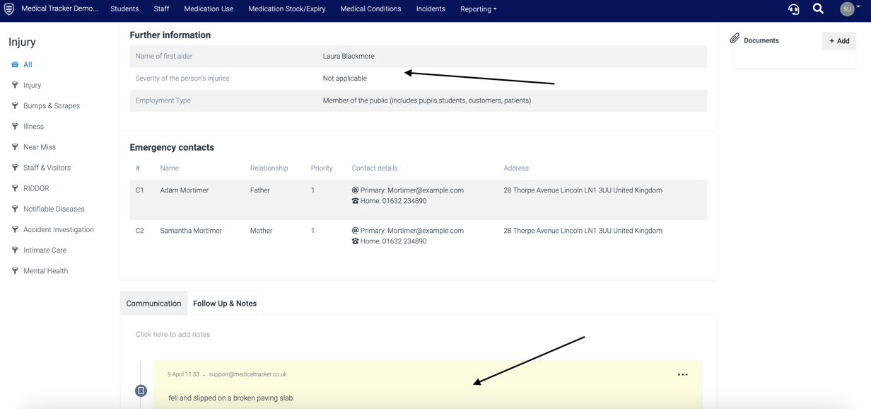 How can I use the RIDDOR reporting feature?