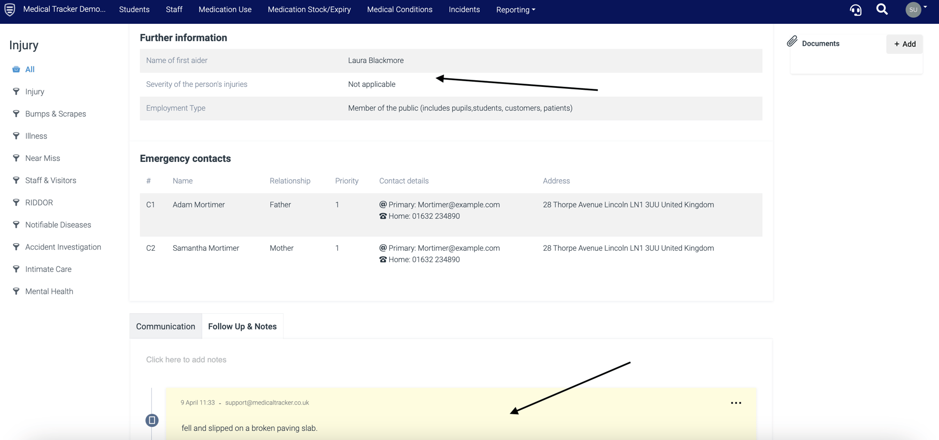 How can I use the RIDDOR reporting feature?