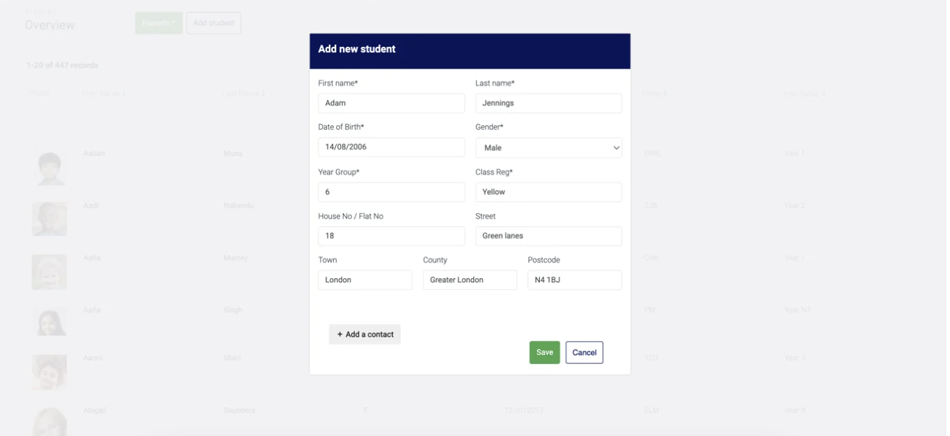 Manually adding students for non-school establishments