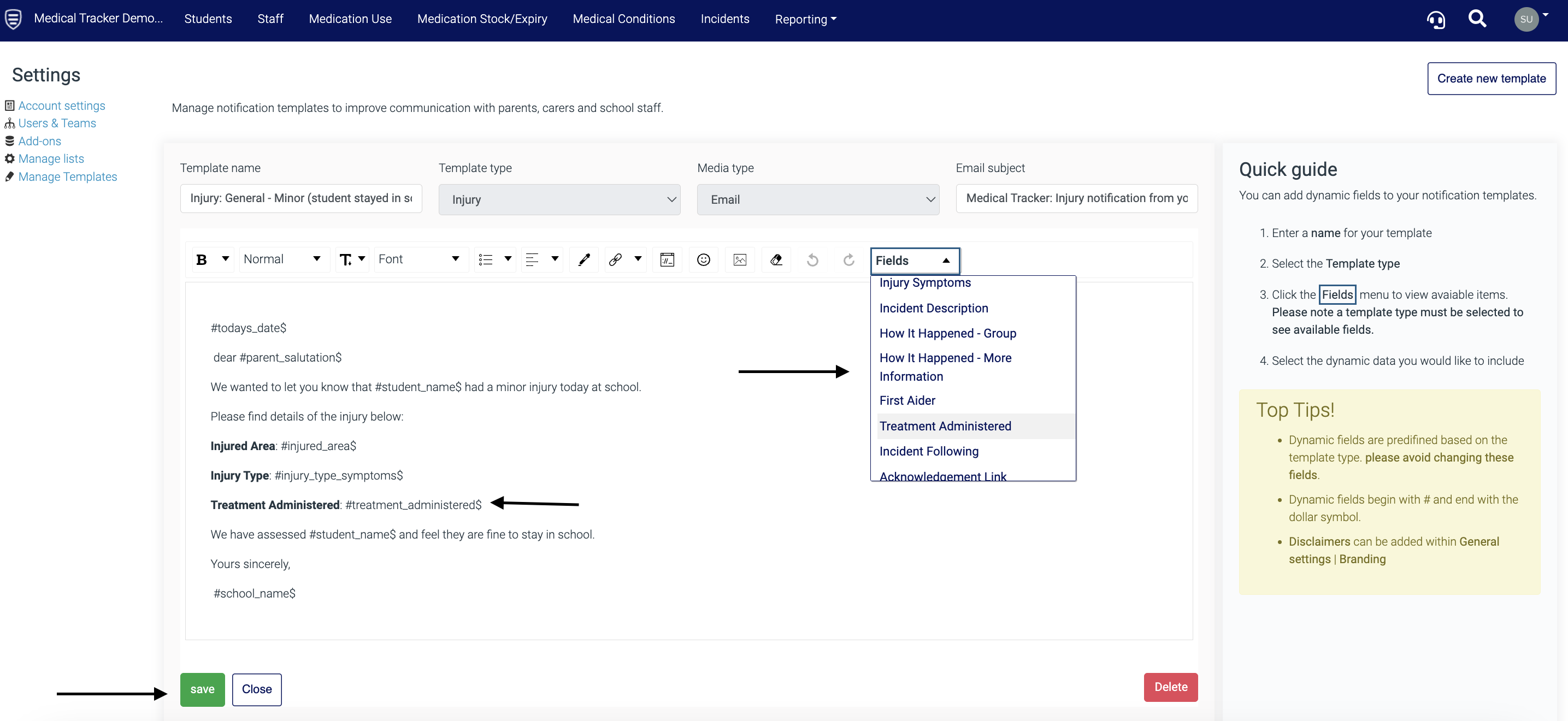 Parent Notifications: acknowledgement feature (email only)