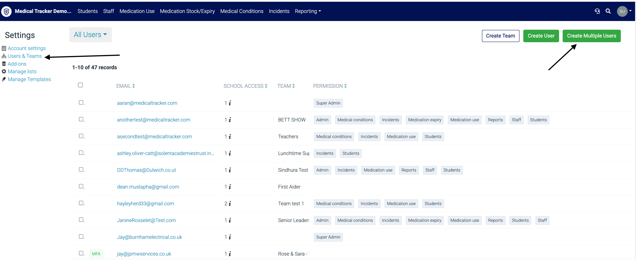 Adding Multiple users