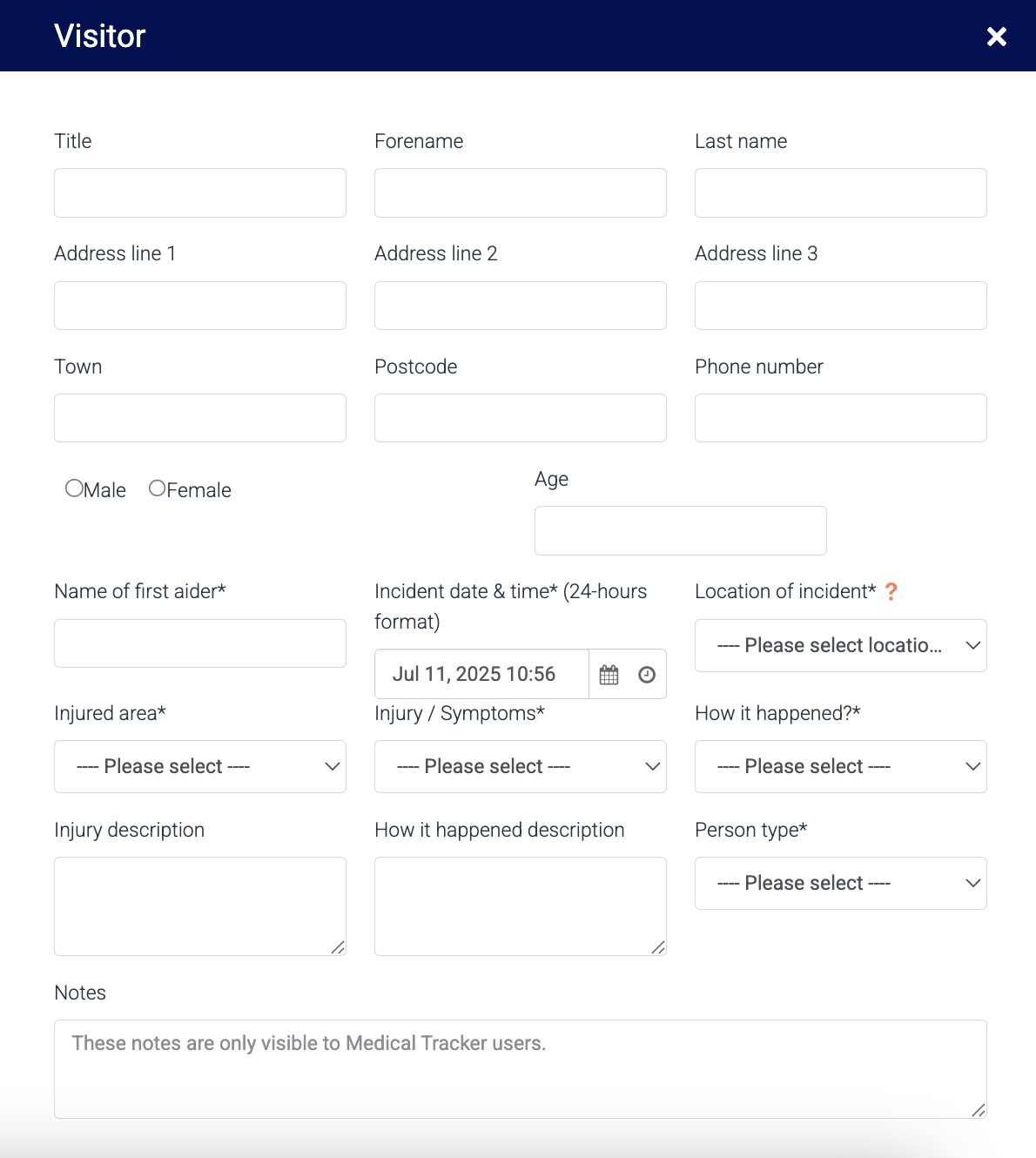 How to add an Incident for a Visitor