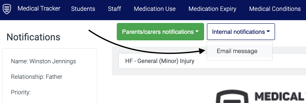 How to send internal emails to staff members