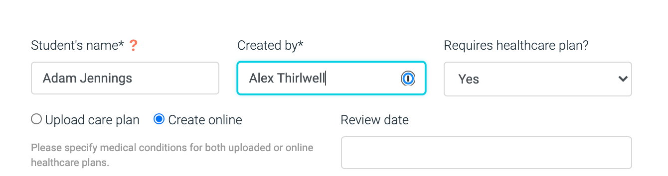 How to add a medical condition and a care plan