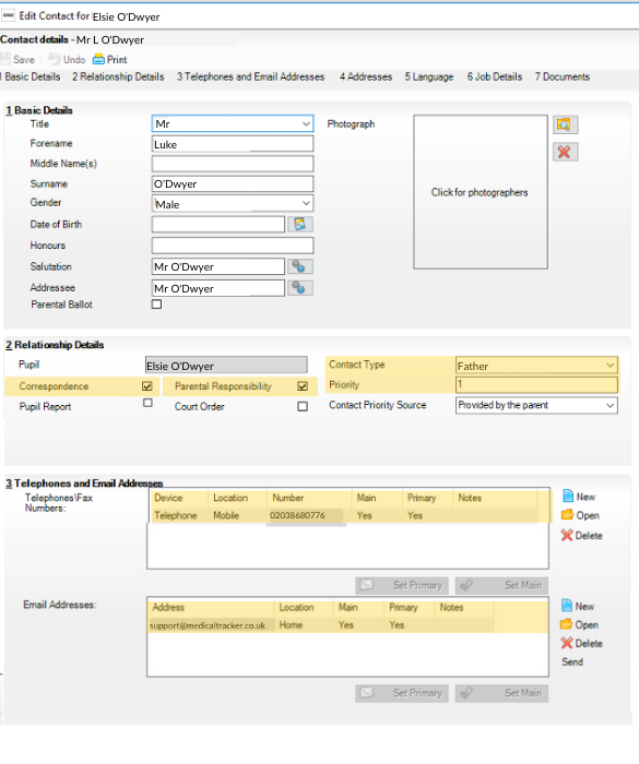 Parent contacts or emails not pulling through from Capita SIMS
