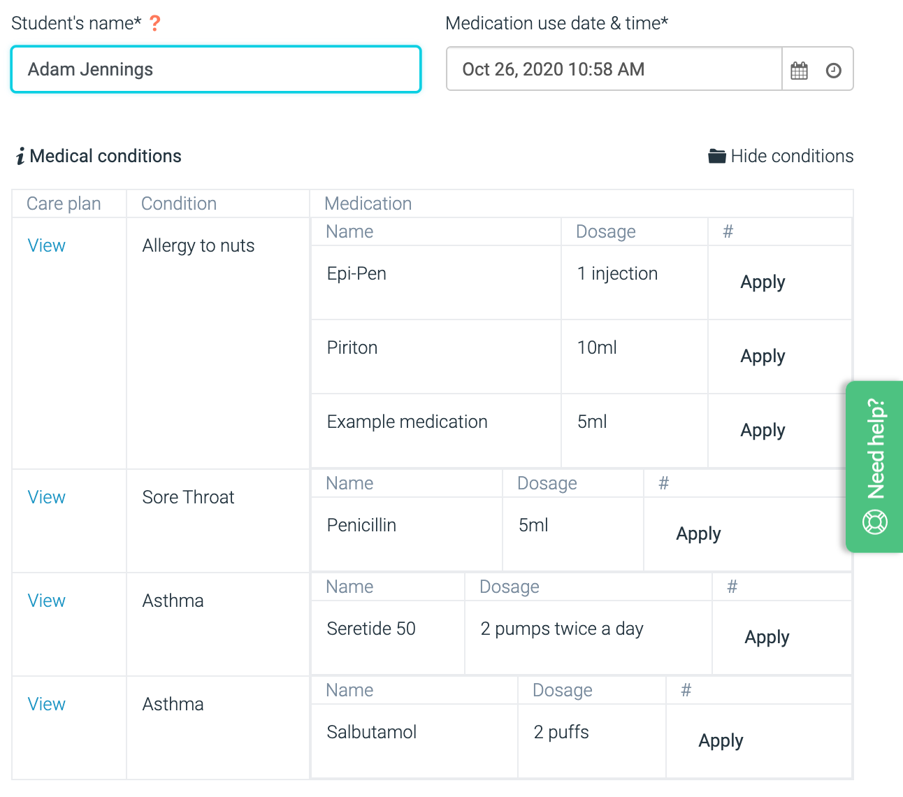 How to add a medical condition